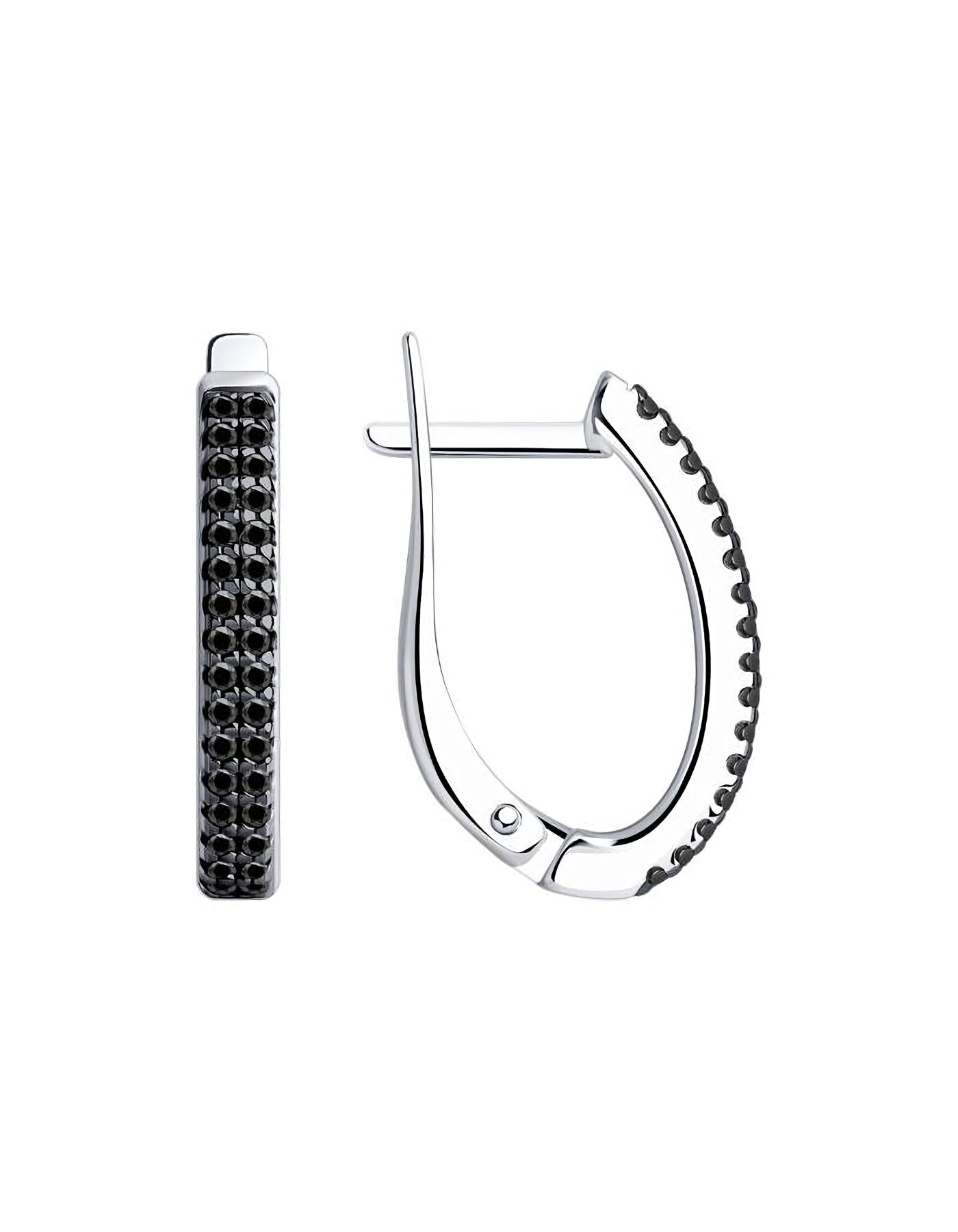 Серьги, серебро, 925 проба, родирование, фианит