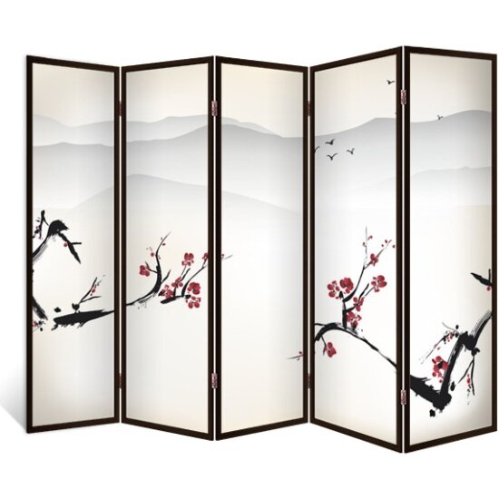 Ширма перегородка Декор Депо для комнаты деревянная "Грозное миротворение" двухсторонняя с картинкой (живопись) 5 створок венге 176х230 см 18 кг