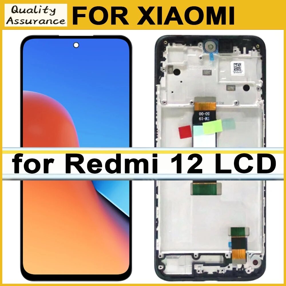 Высококачественный IPS ЖК-экран для Xiaomi Redmi 12, ЖК-дисплей, сенсорный экран в Black With Frame