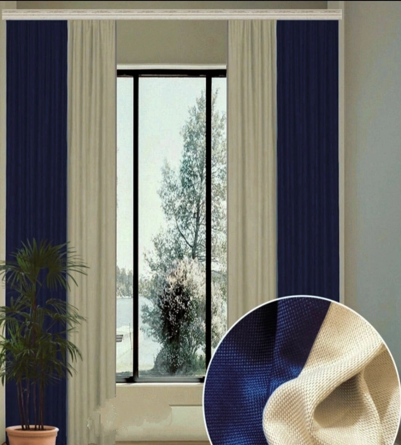 Шторы рогожка "Без бренда", плотные, светонепроницаемые, 3 м, комплект 2 шт.