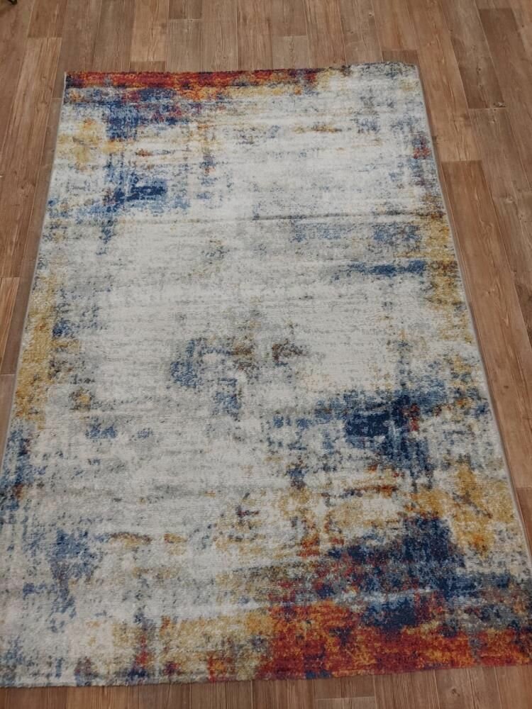 Ковер Модерн КРС Престиж Eva BTS B133A , цвет Желтый; Серый, из нитей Фризе, основа хлопок, размер 1 м на 2 м, вес 4,485 кг