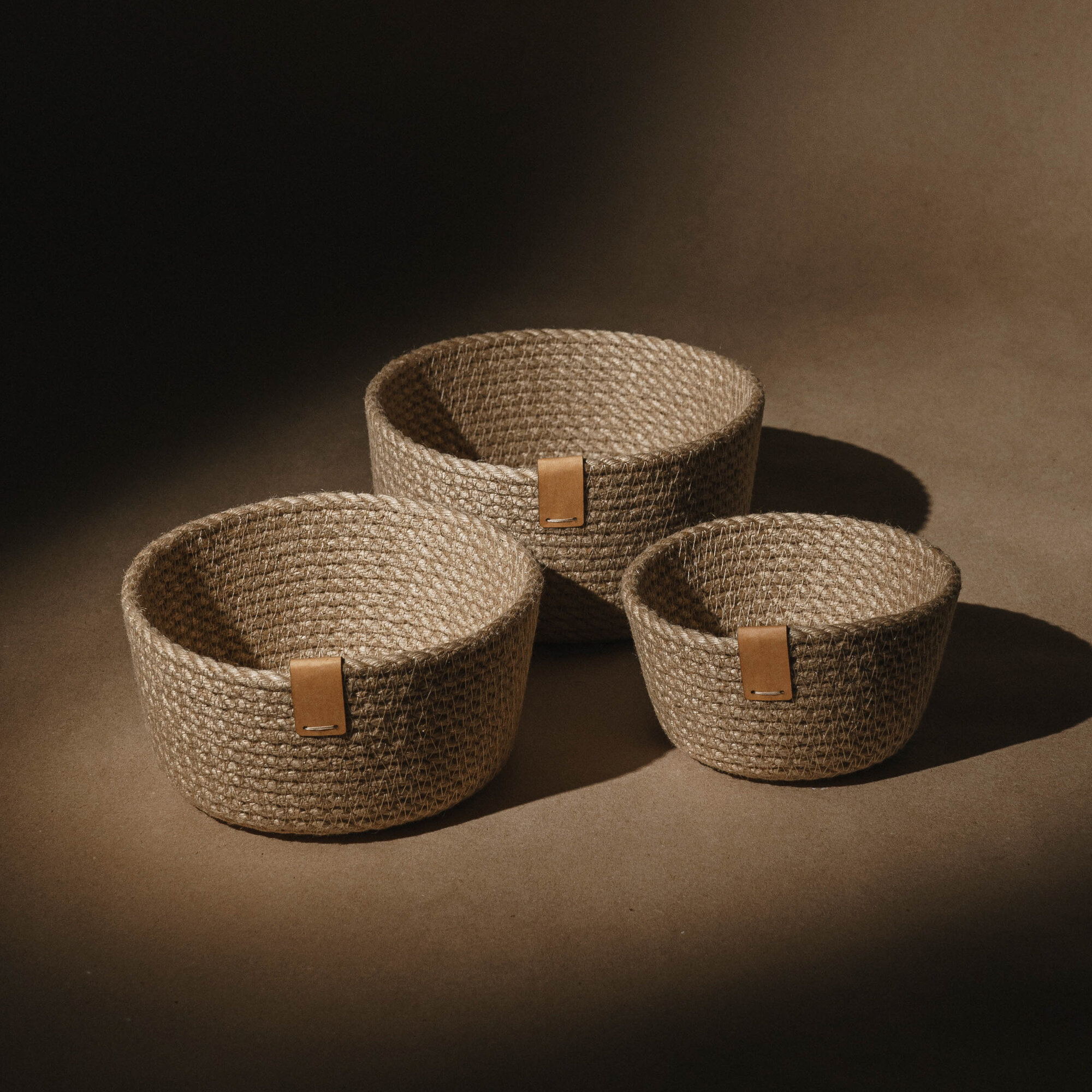 Набор корзин "А будет ли дождик?", ручная работа, джут, 3шт, бежевые