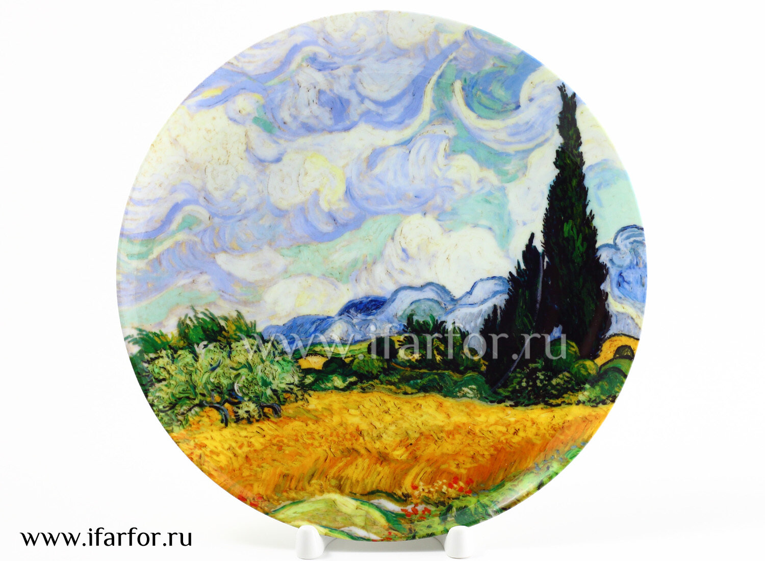 Декоративная тарелка Винсент Ван Гог Пшеничное поле с кипарисом