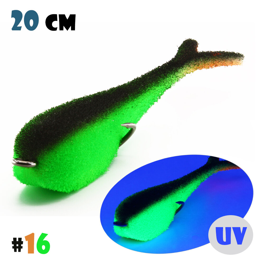 Поролоновый Слаг Мормыш с Открытым Двойником 20 см #16 (2 шт.)