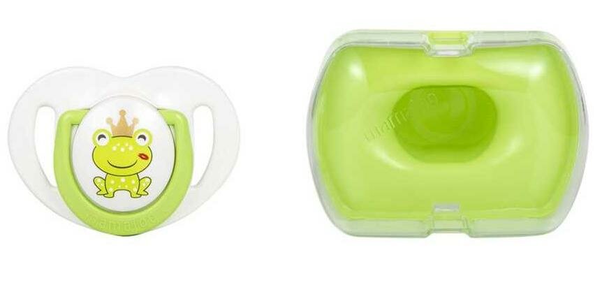 MAMAJOO - Ортодонтическая силиконовая пустышка с боксом для хранения 12+, лягушка