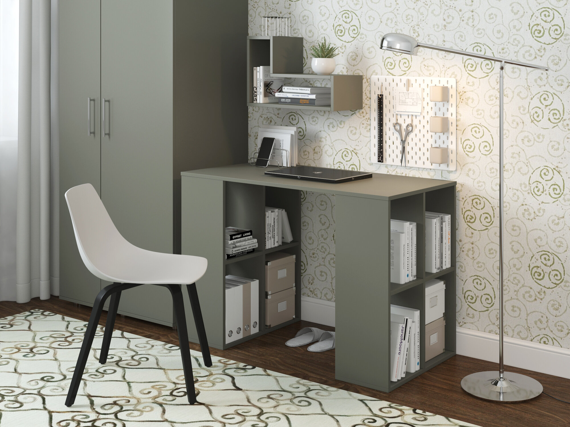 Стол письменный Есэндвич plus Лаворо 110х55 см (Хаки), для офиса, для детской