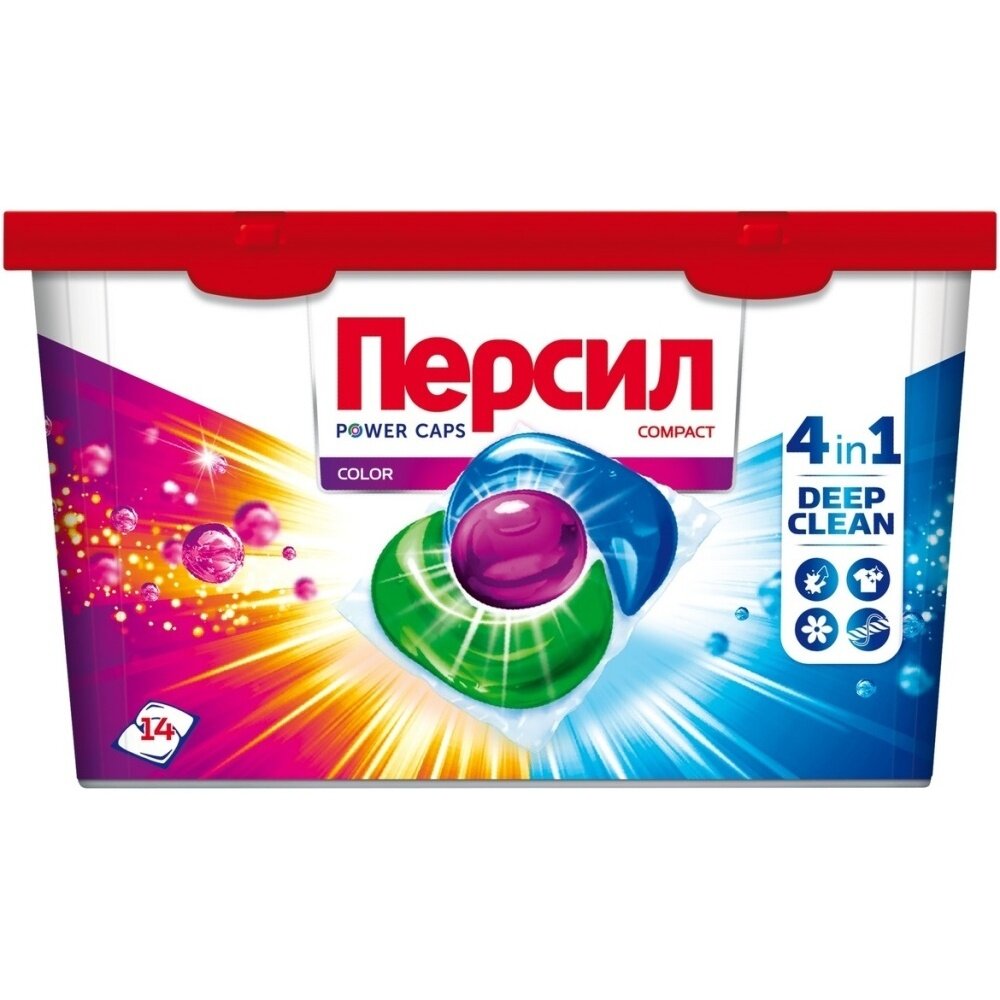 Капсулы для стирки Персил "Power", 4 в 1, Color, 14 шт по 15 г