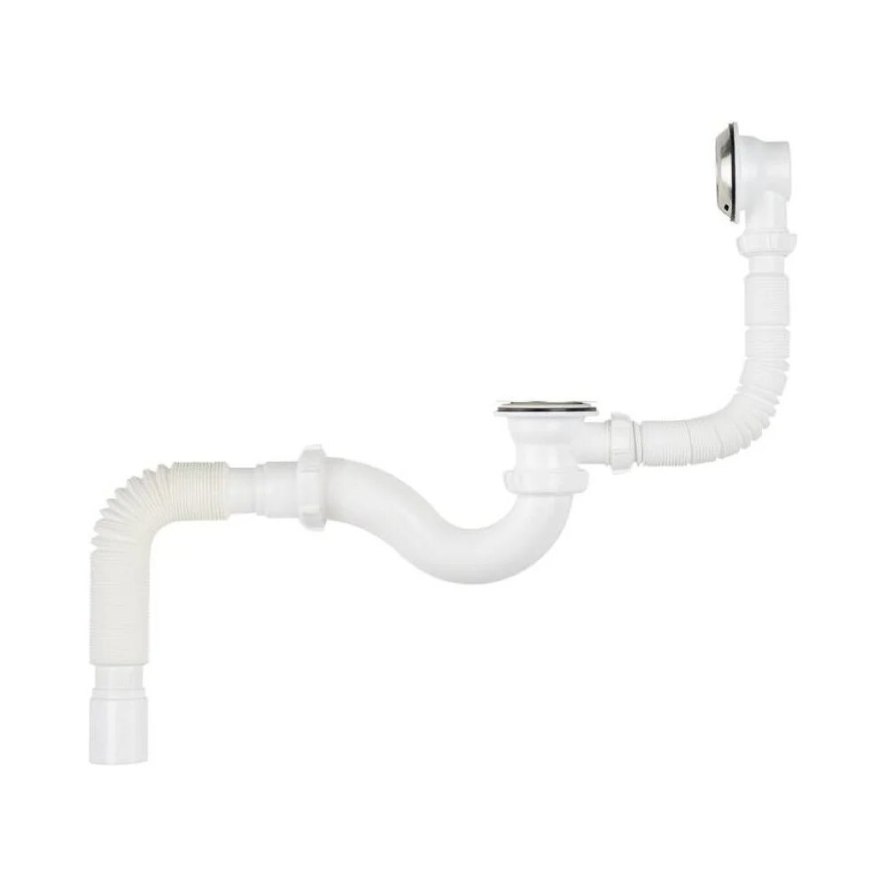 Сифон для ванны Aquant 1 1/2"х40 с выпуском и переливом с мет. реш. с г. т. 40x40/50 V155-14-MR, ТЭПа,