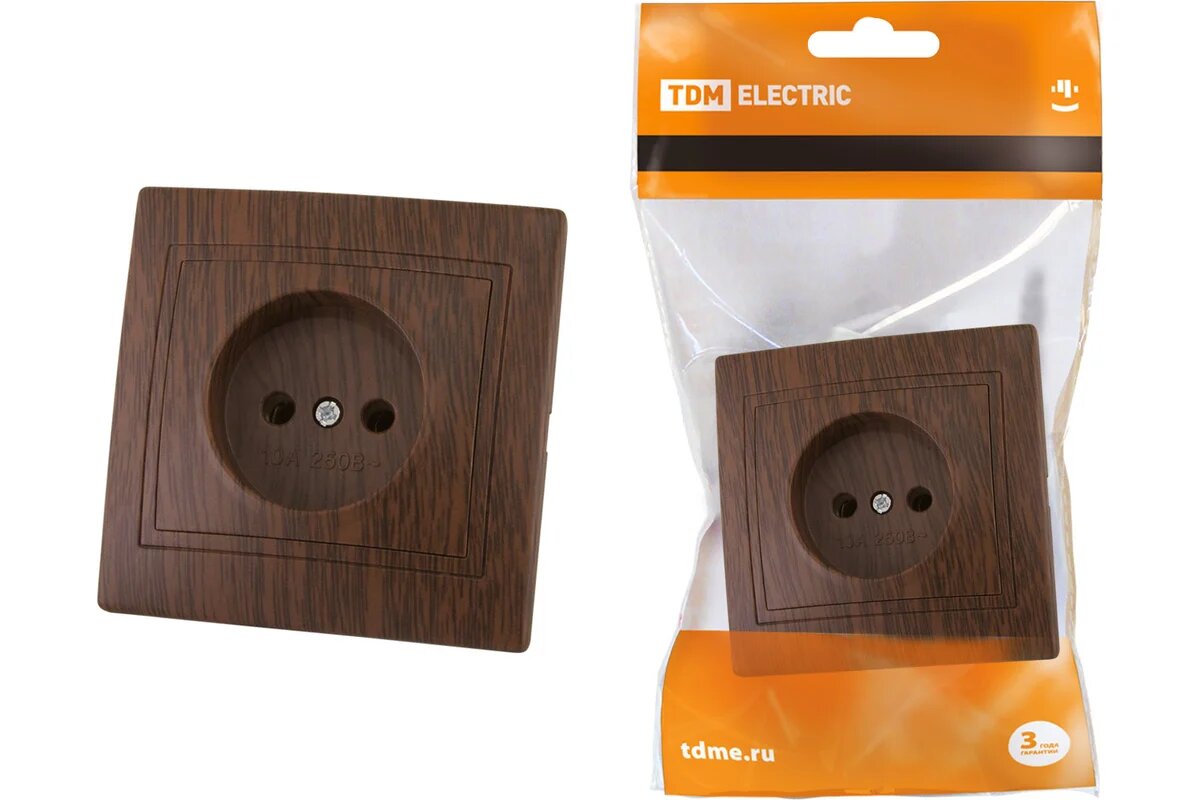 Розетка 2П 10А 250В "ЭКО" (бук) "Таймыр" TDM SQ1814-0311