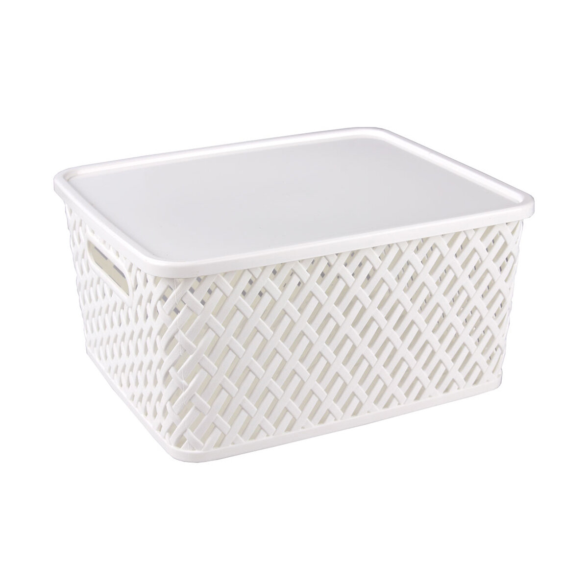 Корзина для хранения с крышкой "Альтернатива" плетенка, 35*29*17,5 см, белая