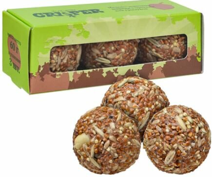 MR.Crisper Медово-зерновые шарики для грызунов с орехами 3шт. 60гр 0.06 кг