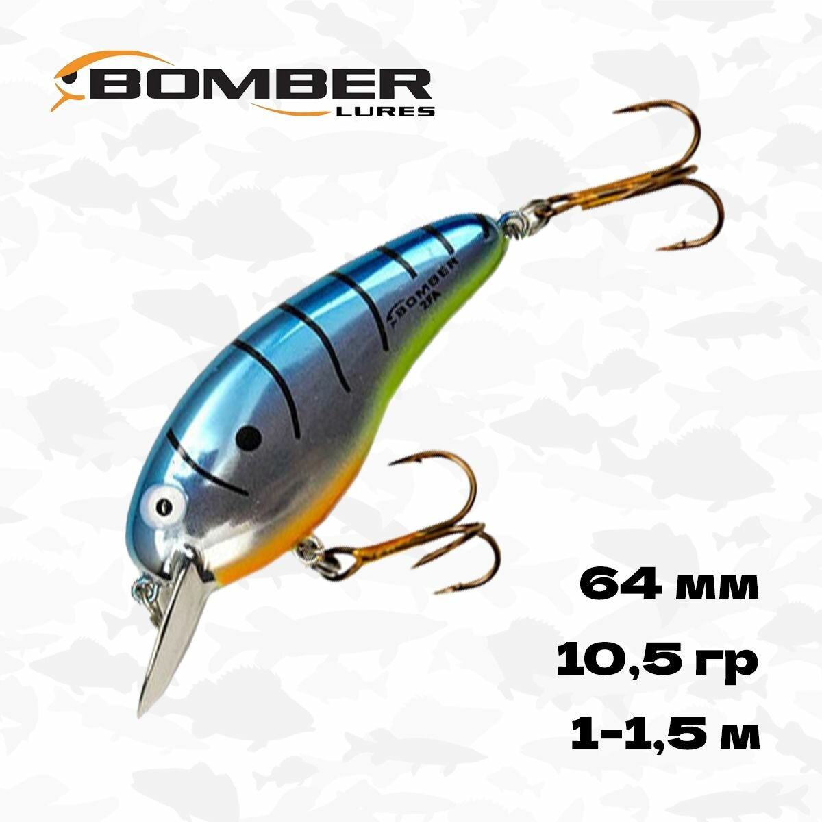 Воблер Bomber Flat A B02FA, 64 мм, 10,5 гр, 1-1,5 м, #OL104