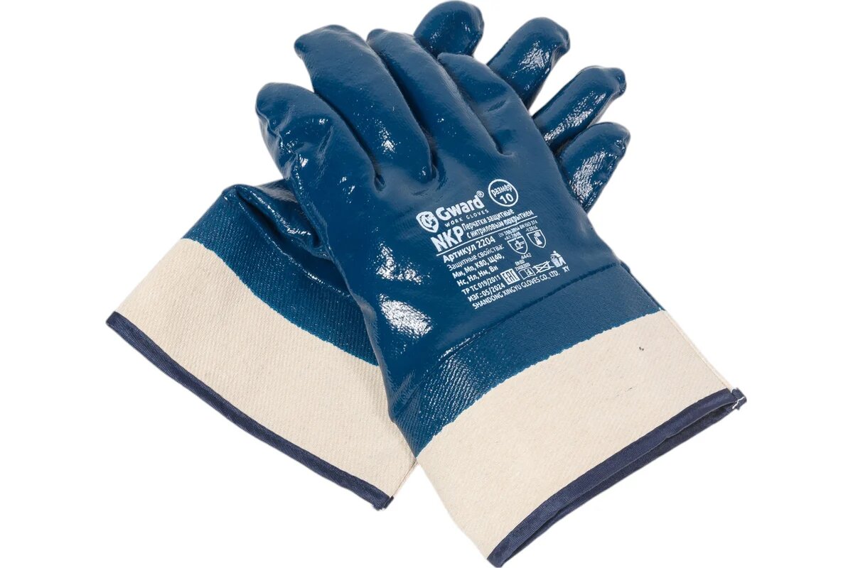 Gward NKP Перчатки МБС, КЩС, полное нитриловое покрытие, манжет-крага Р. XL 12 пар арт. 2204/XL