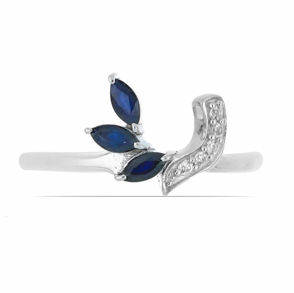 Кольцо, серебро, 925 проба, родирование, топаз, сапфир