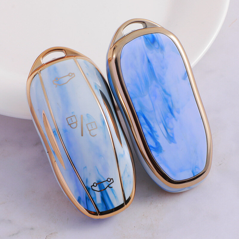Чехол для ключей, для Tesla Model Y/Model 3/Model S/X, голубой и белый фарфор