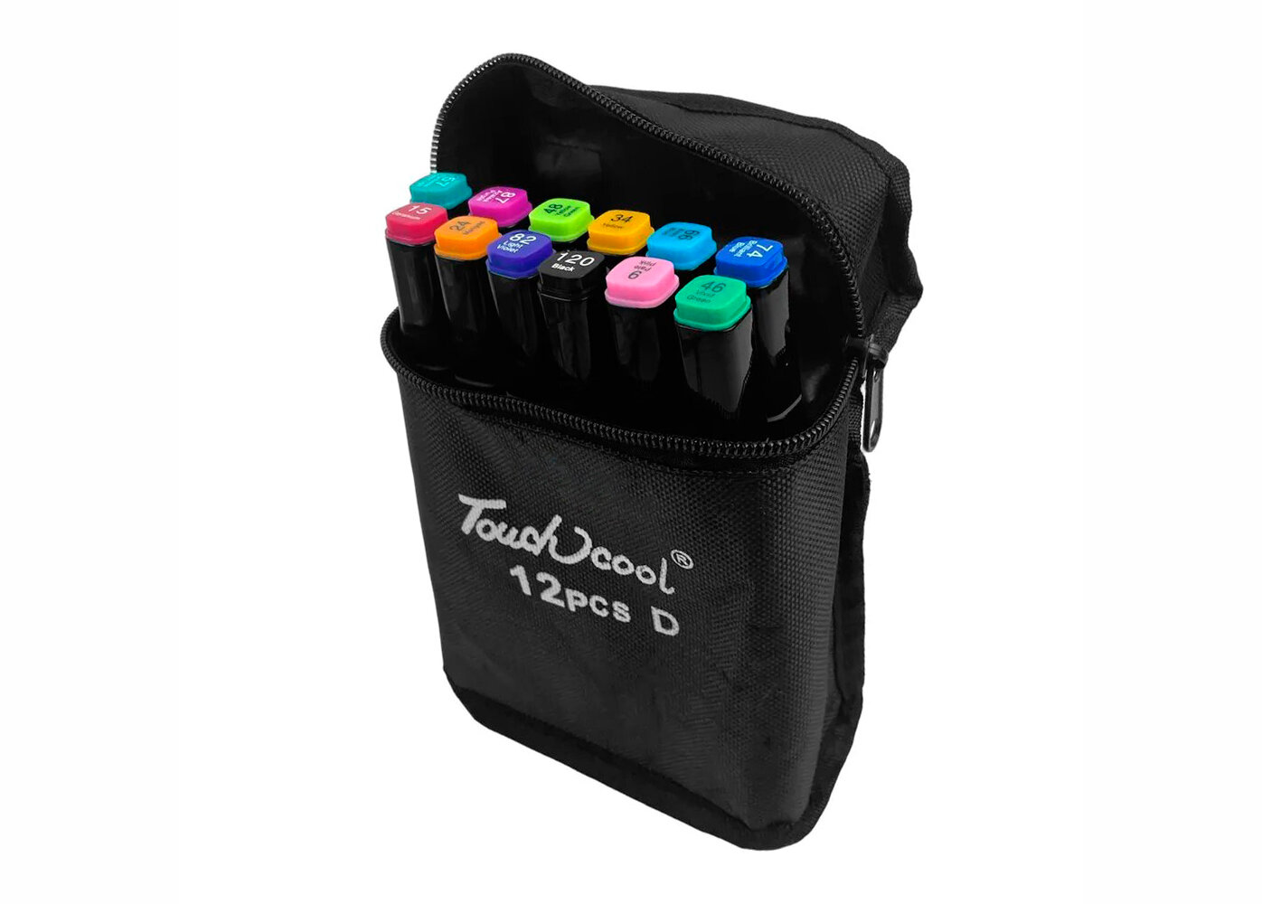 Маркеры Набор фломастеров MKB-12 TouchCool®, 12 цветов в черной сумке