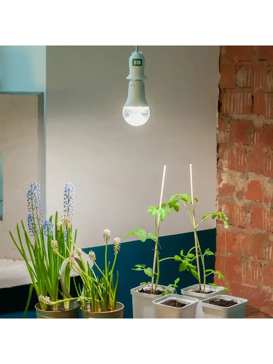 Фитолампа светодиодная для растений Е27 15 Вт белый свет