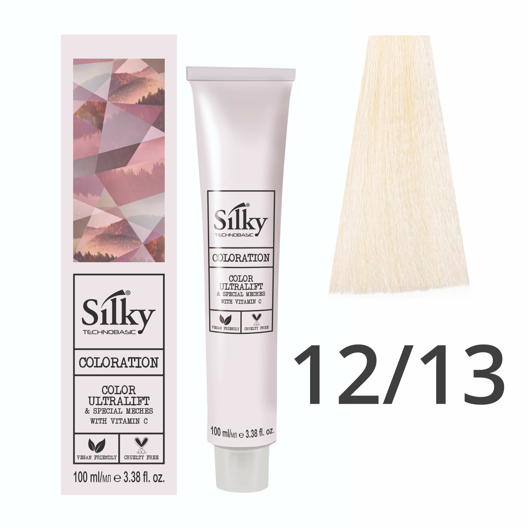 Крем - краска для осветления волос профессиональная Silky Color Vive/Ultralift 12/13 Суперосветляющий блонд Светлый бежевый, 100 мл