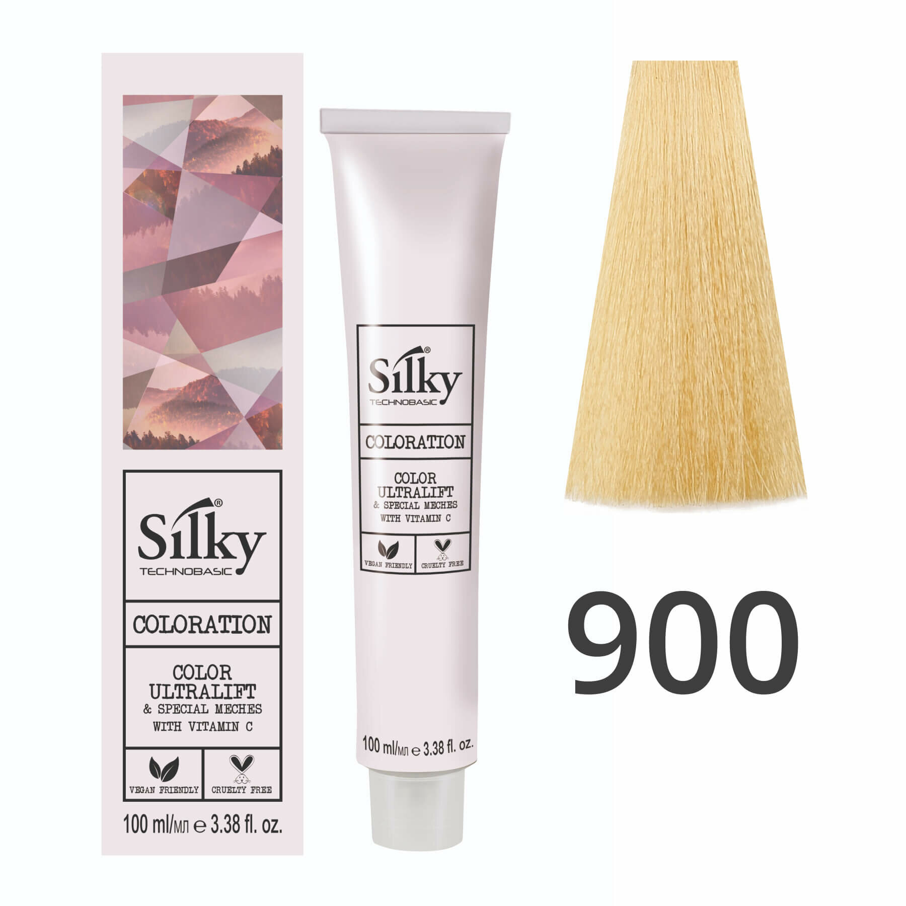 Крем - краска для осветления волос профессиональная Silky Color Vive/Ultralift 900 Суперосветляющий блонд Натуральный, 100 мл