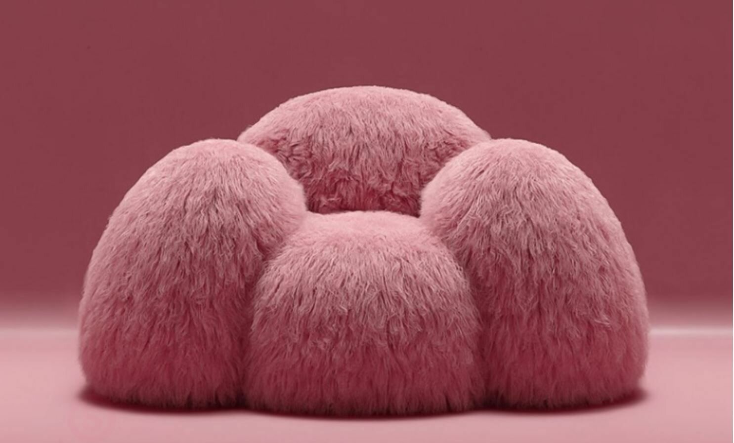 Кресло дизайнерское YETI с длинным ворсом, велюр 130 х 75 х 78 см