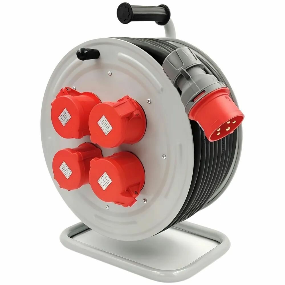 Удлинитель на металлической катушке BM4 10м КГтп-ХЛ 5х4 21,5кВт 4х(CEE 3P+PE+N 380В 32А IP44) У1С-3-10