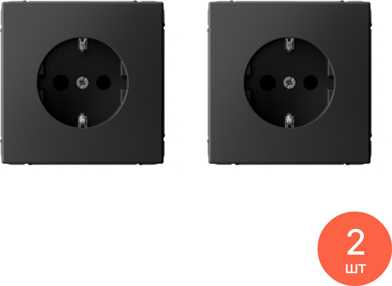 Розетка силовая штепсельная Systeme Electric / Систем Электрик ArtGallery, 16А IP20 базальт, с заземляющими контактами и шторками, GAL001445S / электрооборудование (комплект из 2 шт)