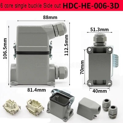 Водонепроницаемые авиационные разъемы HDC-HE-024 6 Core Side out