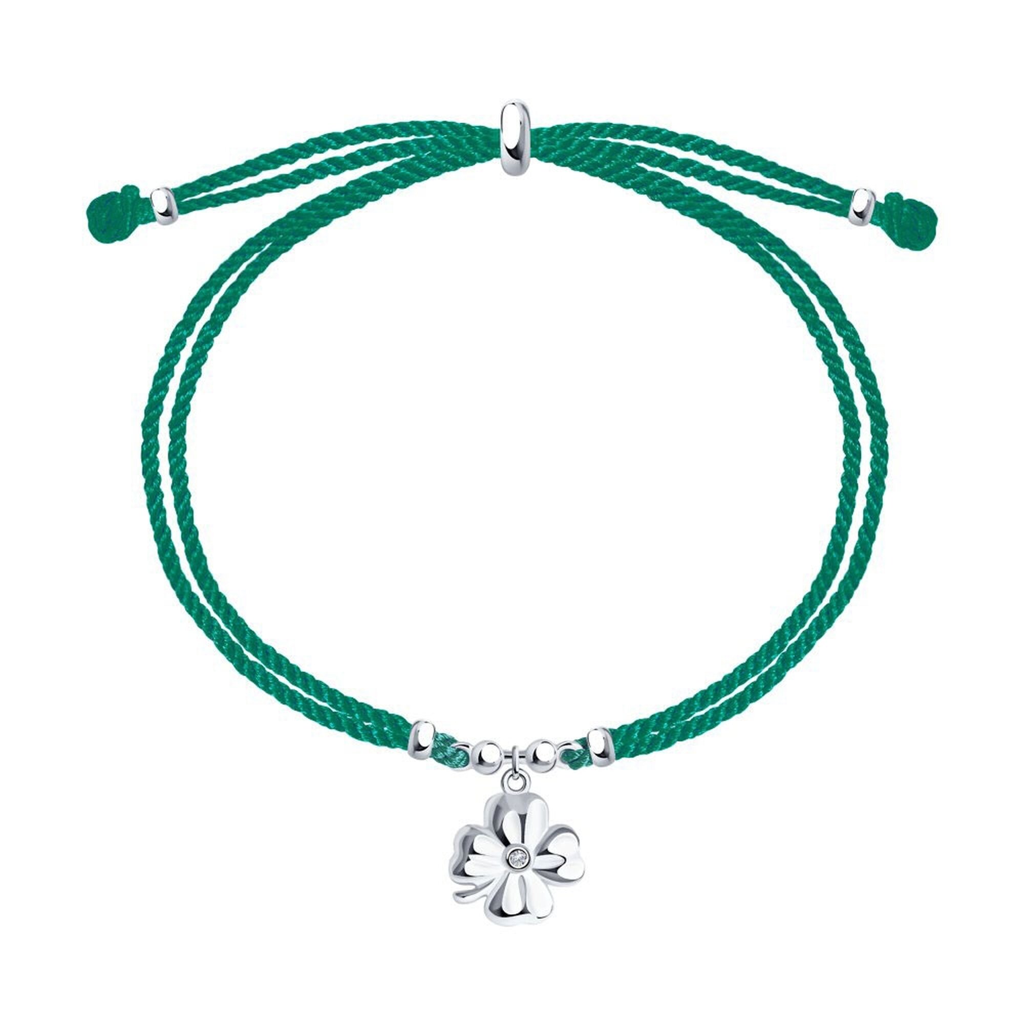 Браслет-нить, серебро, 925 проба, родирование, фианит