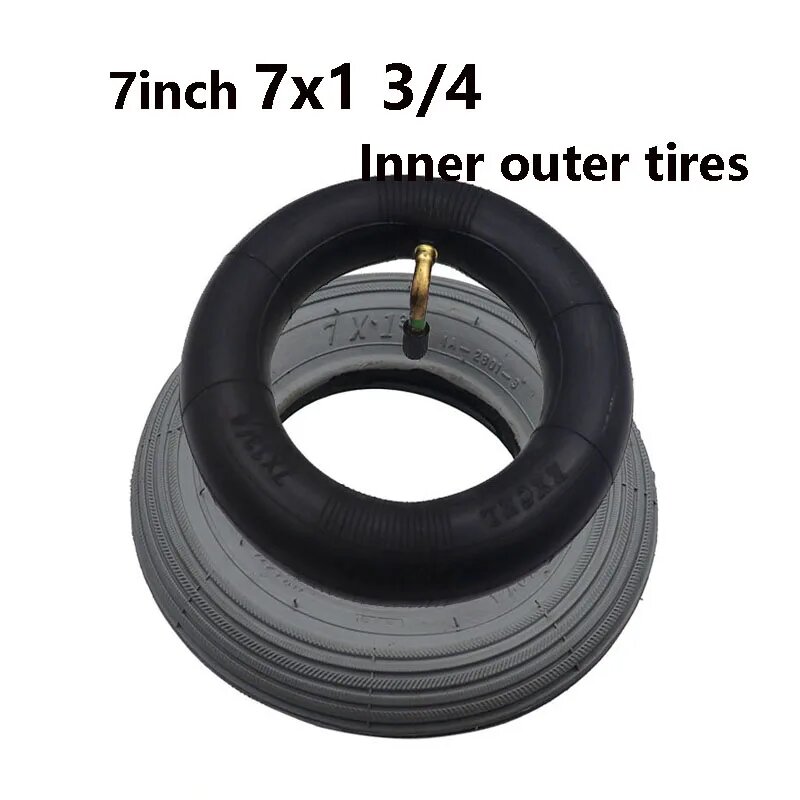7-дюймовые Передние Колеса 7x1 3/4 С Надувными Шинами 7x2, Сменные Колеса, Подходят Для Мотоциклов Черный, Inner and outer tire