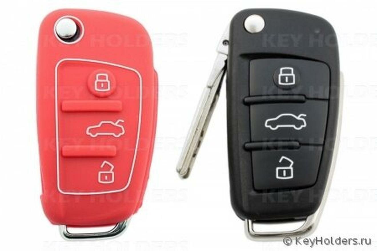 Силиконовый чехол для ключа Audi (Ауди) A1, A3, A4, A5, A6, A7, A8, Q5, Q7, черный