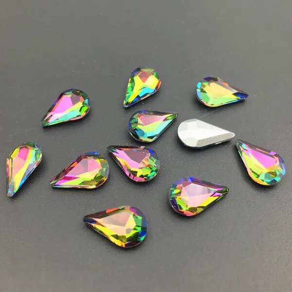 Стразы каплевидные rainbow, 5*8 мм, серебряный