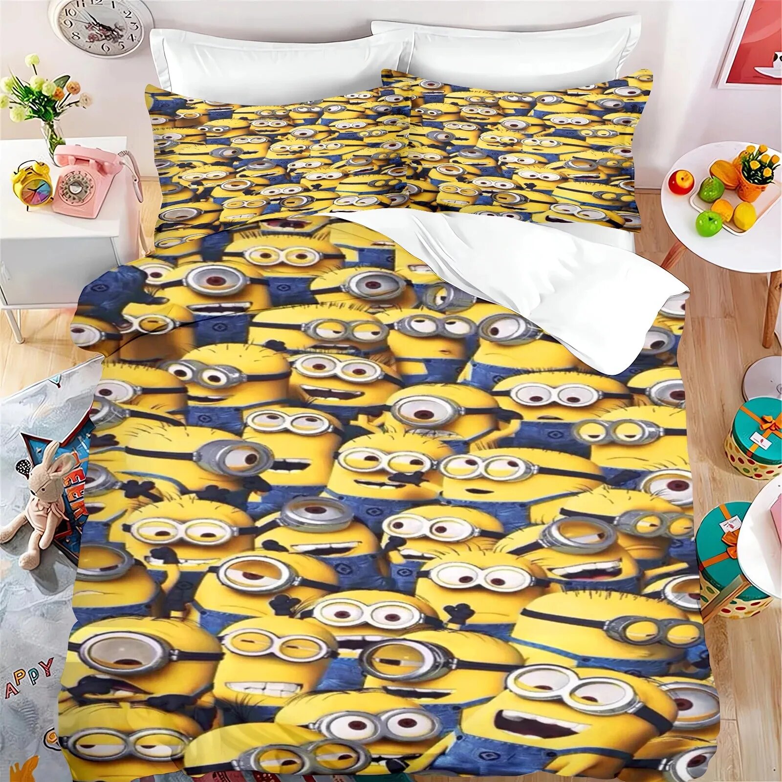 Комплект постельного белья с 3D принтом миньонов комплект пододеяльников с миньонами для детей и взрослых подарок Королевский пододеяльник наволочка