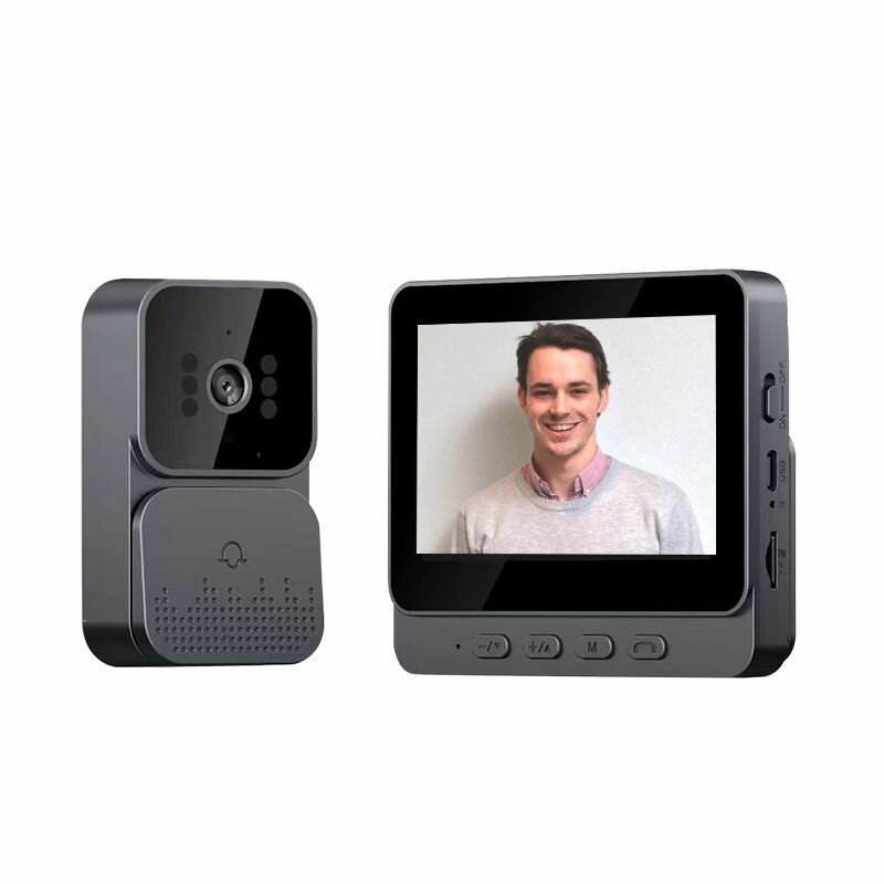 Видеоглазок для входной двери интеллектуальный электронный с высоким разрешением, Визуальный мониторинг с защитой от краж и проникновений