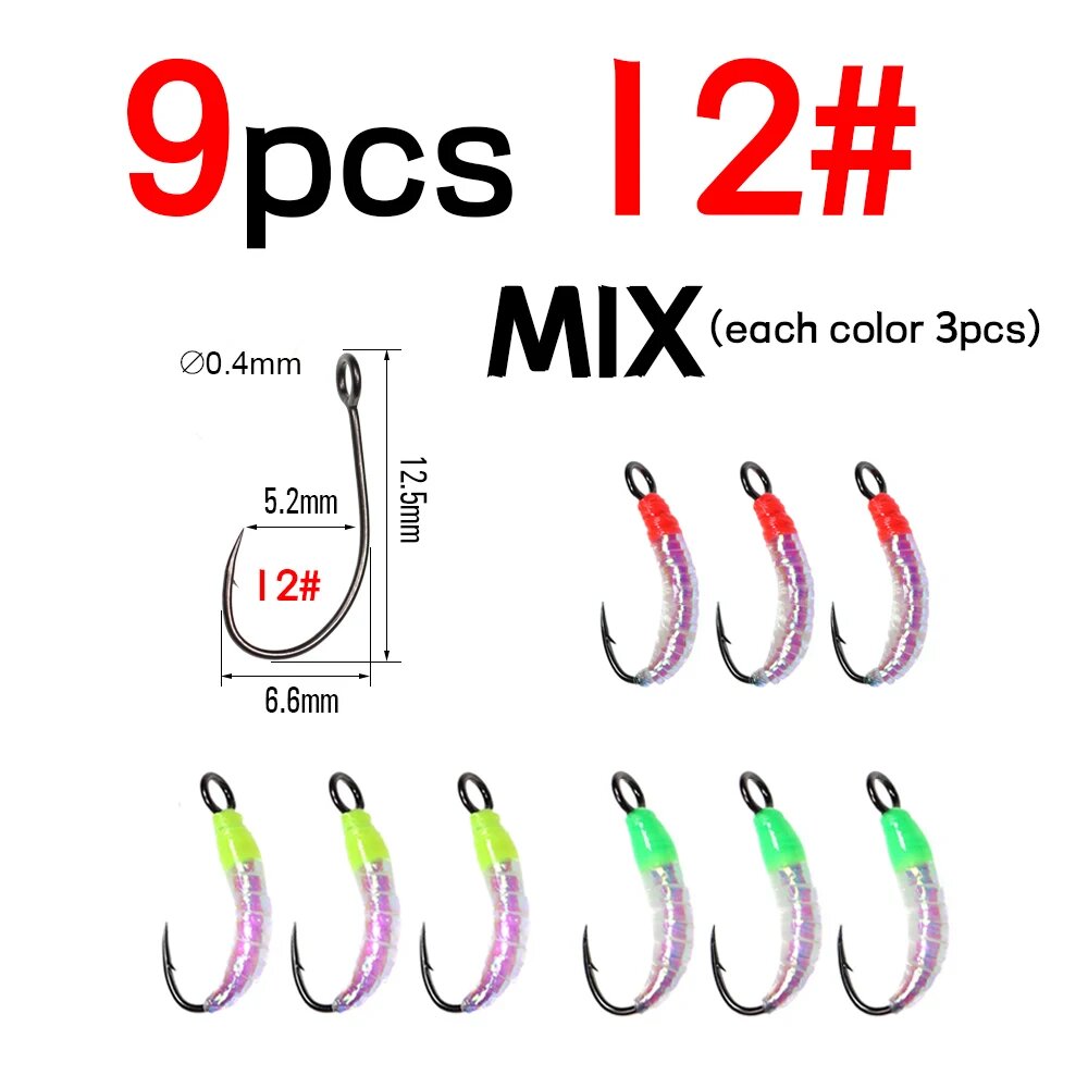 9шт. Нимфы для форели, 12#, Mix цветов
