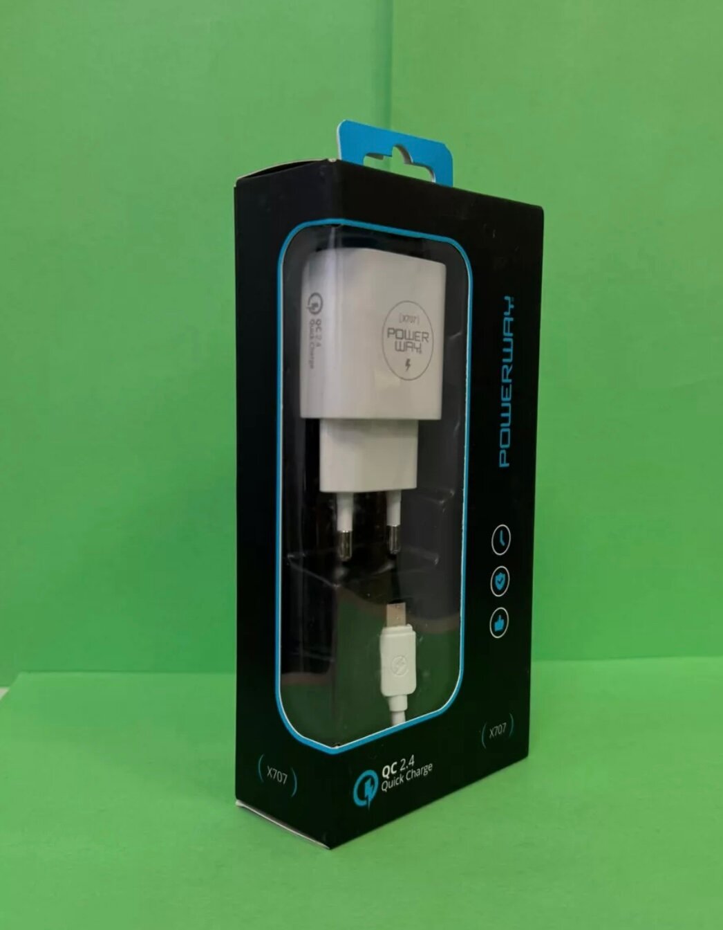 Зарядное устройство, 1 разъем, USB Type-A, micro USB, для одного телефона, быстрое, кабель в комплекте power way