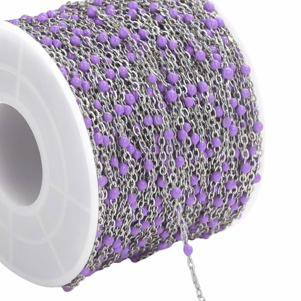 Украшение, Цепочка с плоскими крестиками из нержавеющей стали-фиолетовая,1 упаковка