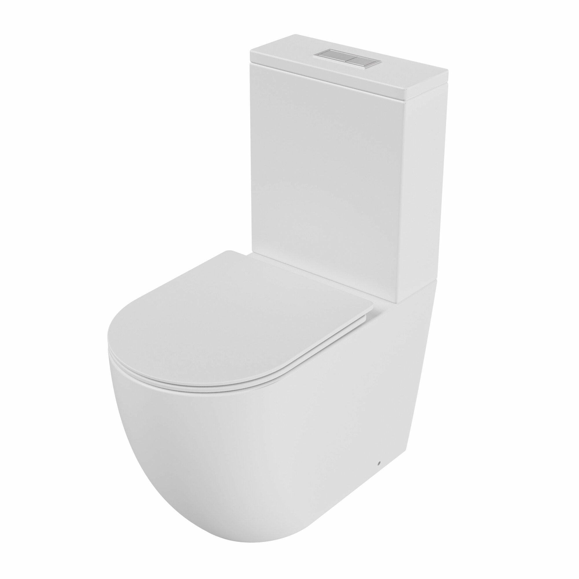 Унитаз напольный Grossman GR-4494MSQ (640х360х835) безободковый, белый матовый с тонкой крышкой, микролифт, смыв торнадо,2 места