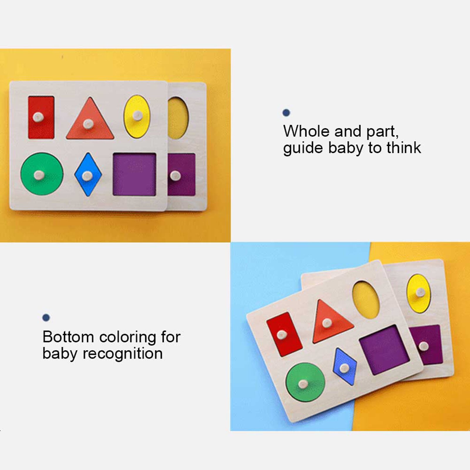 Геометрическая форма доска для детей деревянная обучающая игрушка для детей-подростков с 6 формами и 6 цветами, размер доски 22.1 x 18.2 см, материал дерево, 1 дно доска и 6 строительных блока