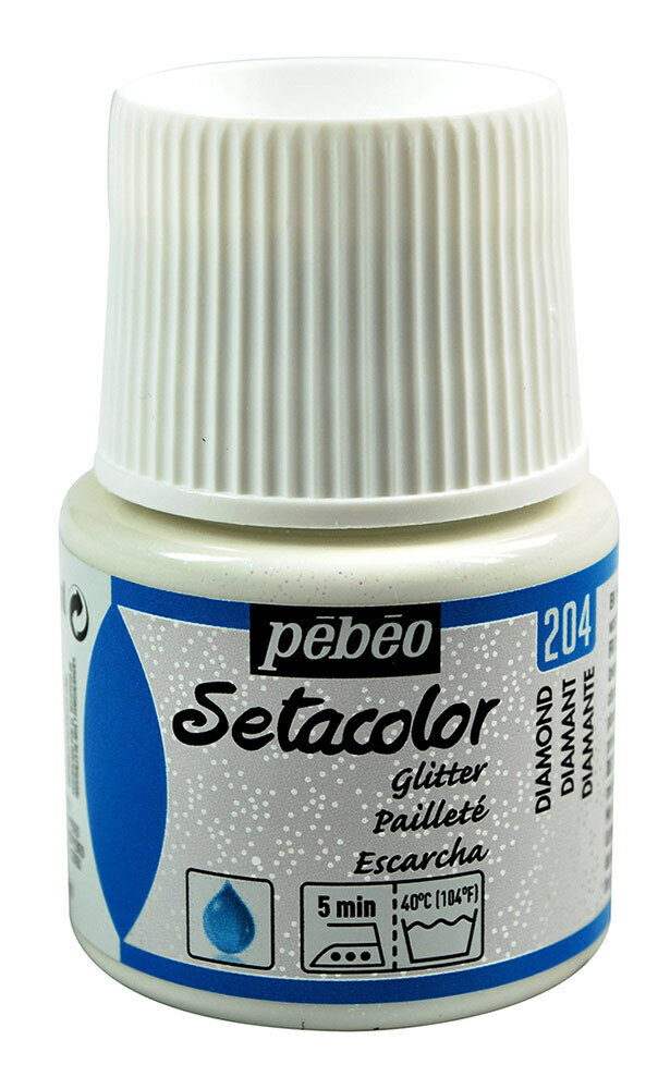 Краска по ткани Pebeo для светлого, с микро-глиттером, Setacolor, 45 мл, бриллиант