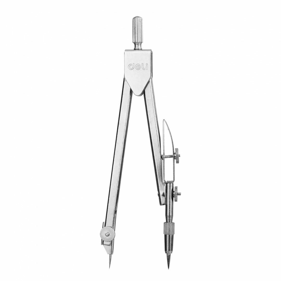 Циркуль Deli металлический и набор грифелей (E8601)
