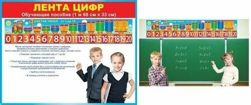 Обучающий плакат Открытая Планета "Лента цифр", полоска, длина 1,68 м, ширина 33 см