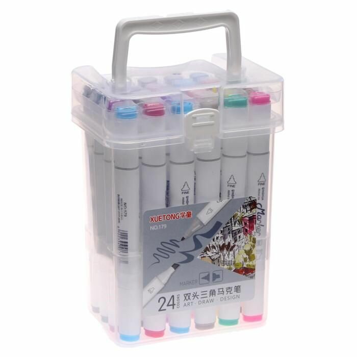 Маркеры КНР Профессиональные двусторонние, 24 цвета, 24 шт