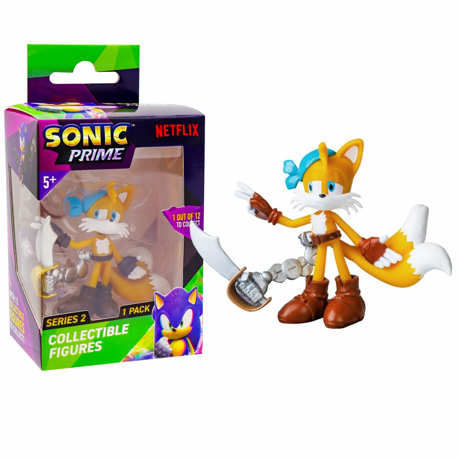 Фигурка коллекционная Sonic Prime Тейлз-пират 2 серия 7см