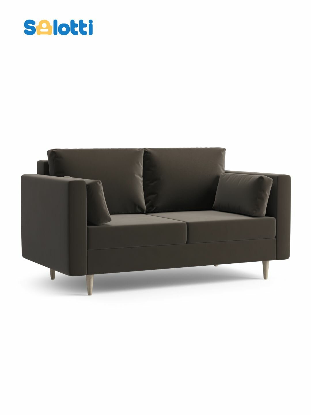 Диван-кровать прямой, раскладной Salotti Брайн 140, велюр Velutto 23, коричневый