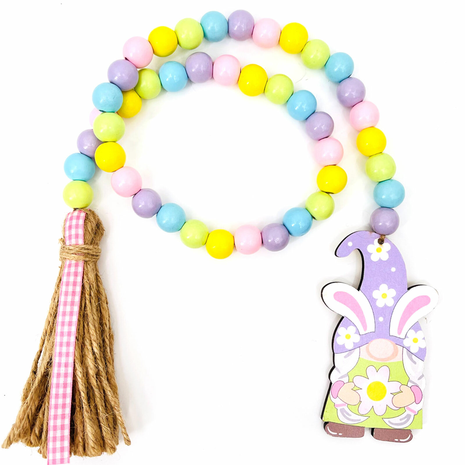 Аксессуар для Пасхи, Пасхальная гирлянда из деревянных бусин с нитяными кисточками, подвеска с надписью "Гномик", Многоуровневые украшения для подноса в деревенском стиле в деревенском стиле