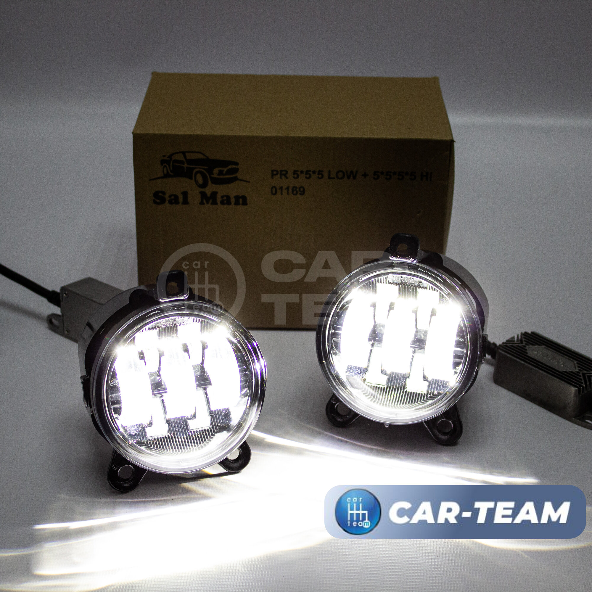 ПТФ Приора двухрежимные дальний ближний свет 7 диодов 50w+60W Sal-Man (арт.01169) Priora I-II, Шевроле Нива с 2009 г. в.