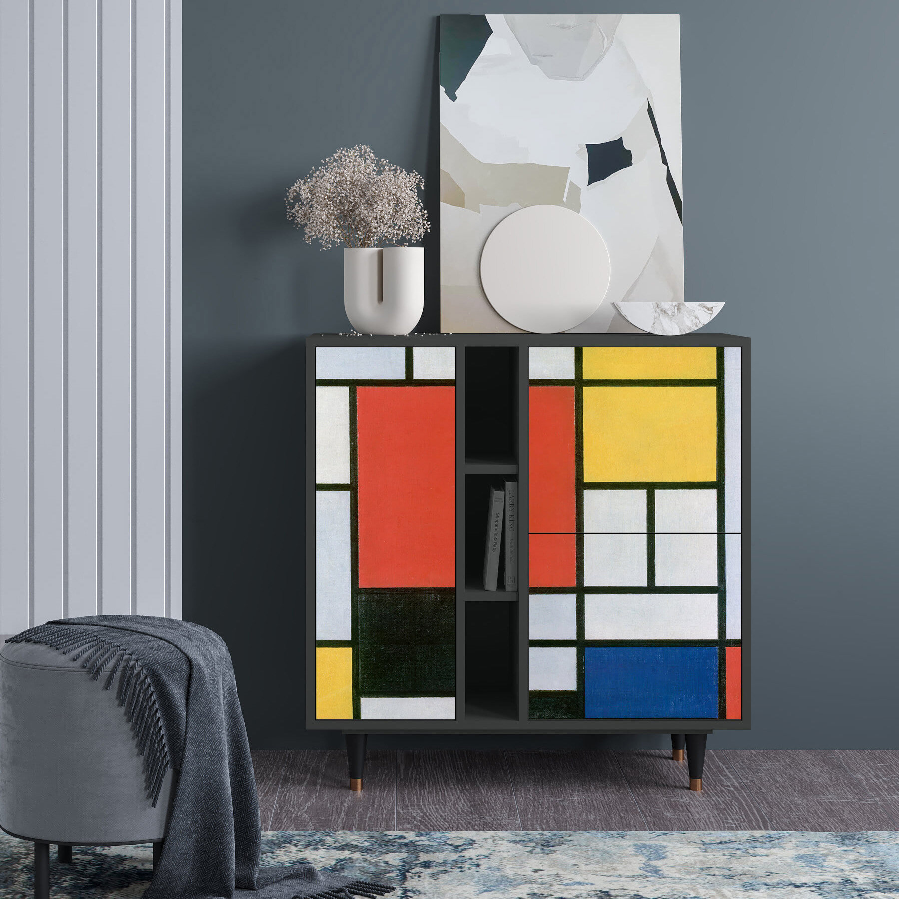 Комод - STORYZ - BS5 Composition with Blue, Размер - 94 x 96 x 41 см, Цвет корпуса - , Red and Yellow by Piet Modrian, Размер - 94 x 96 x 41 см, Цвет корпуса - , Антрацит