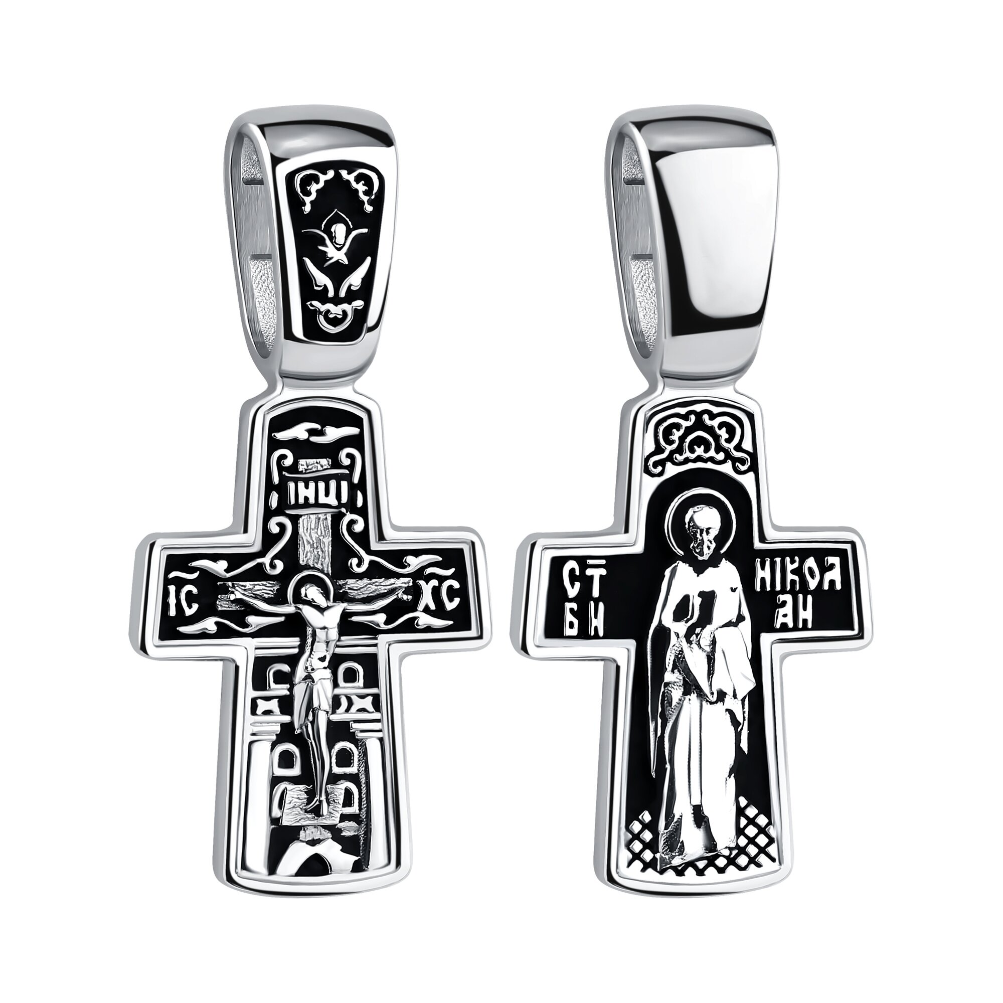 Крестик, серебро, 925 проба, родирование