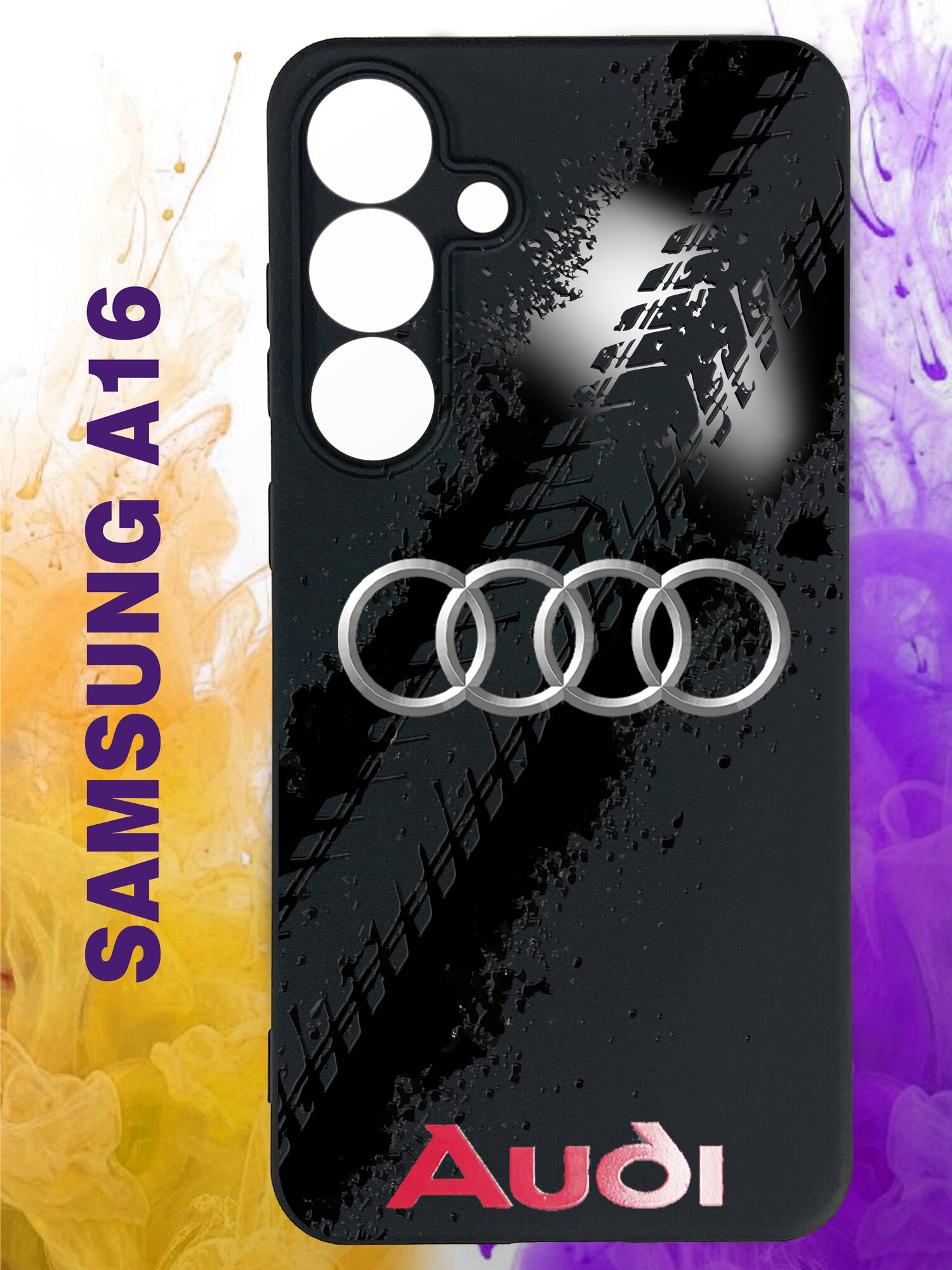 Силиконовый чехол на Samsung A16 для Самсунг А16 с авто принтом Audi