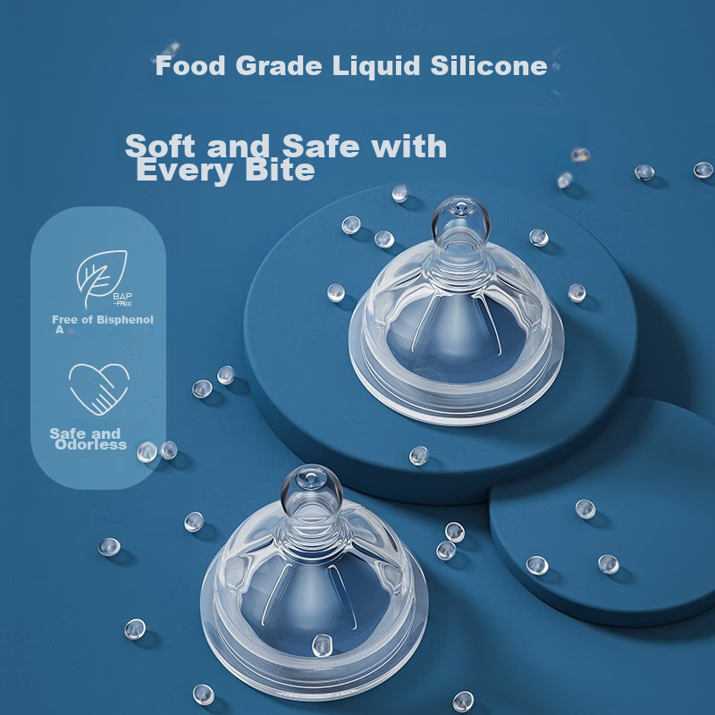 Oubeni Original Universal Nipple, Wide-Neck, Breast-Like Soft Silicone, Newborn Nipple, Cross-Shaped Hole, for 12 Months And Above